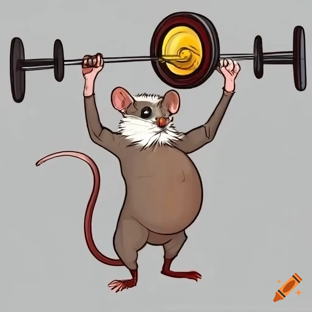 Anthropomorphic rat lifting a barbell with one hand on Craiyon