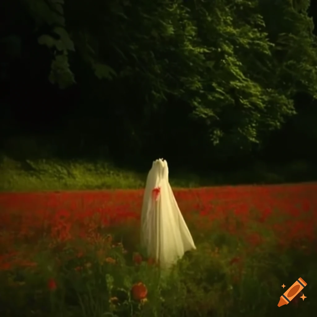 Ghosts in a field of flowers on Craiyon