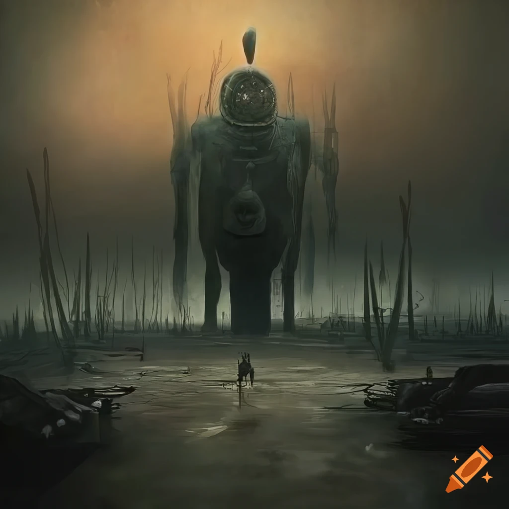 Intricate hyper-realistic ultra-modern haunted airport with a Meat-God ...