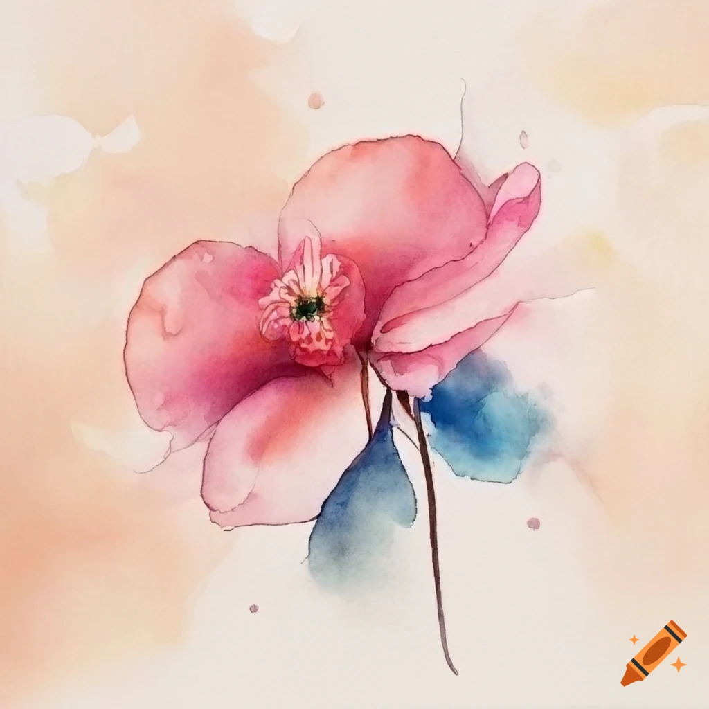 Delicate watercolor painting of a blooming flower on Craiyon