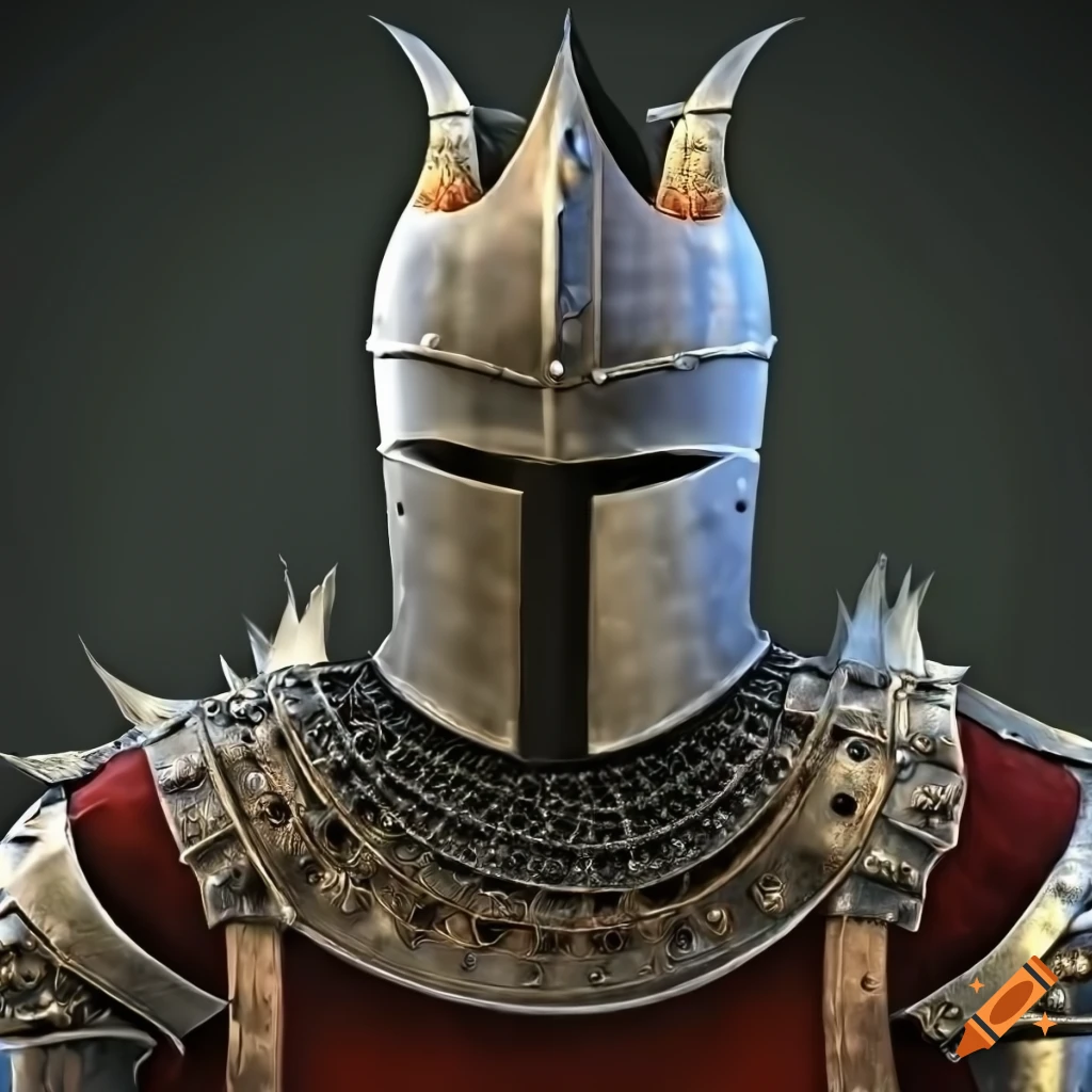 3D knight with spiky shoulder plates and helmet on Craiyon