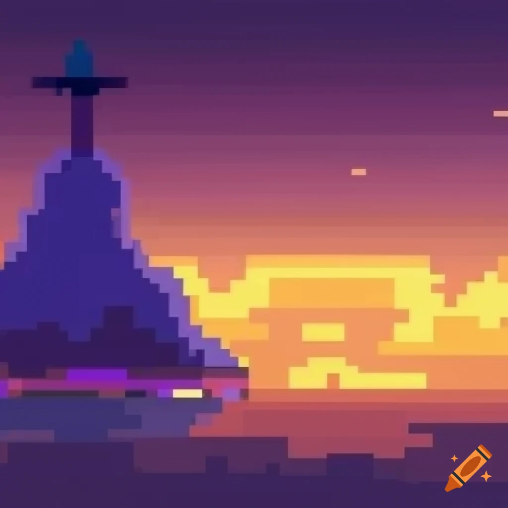 Light sword against pixel art clouds on Craiyon