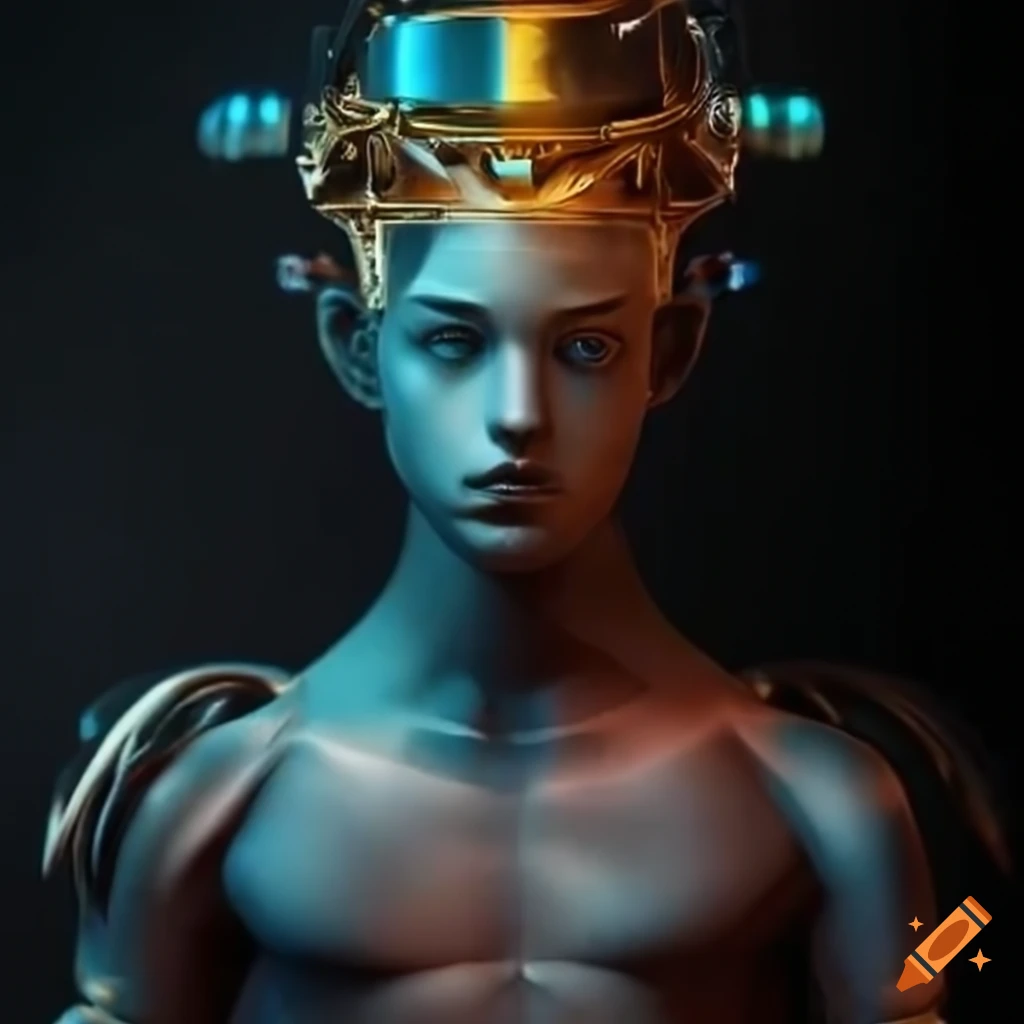 Futuristic prince with advanced robotic engineering inspired by Greek ...