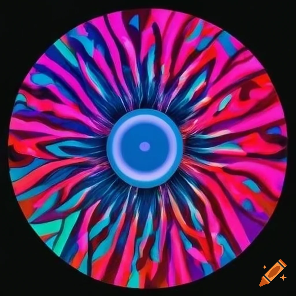 Vibrant artistic 1970s-inspired album cover with trippy patterns and ...