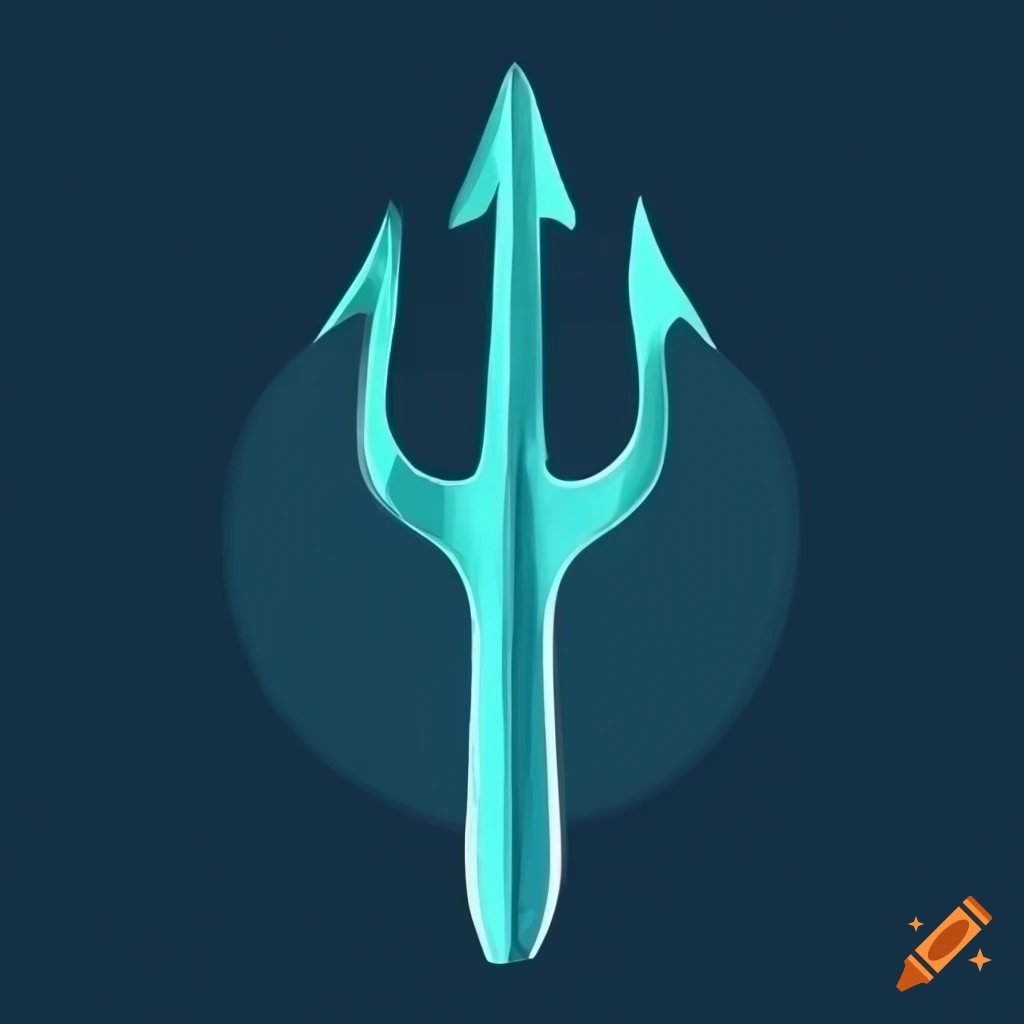 Modern trident logo design with dark blue and cyan shades on Craiyon
