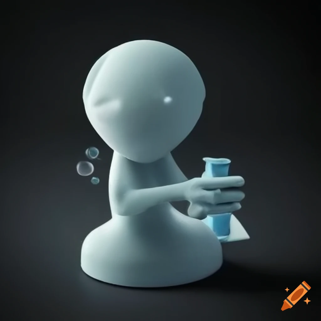 3d printed character for a chemistry project on Craiyon
