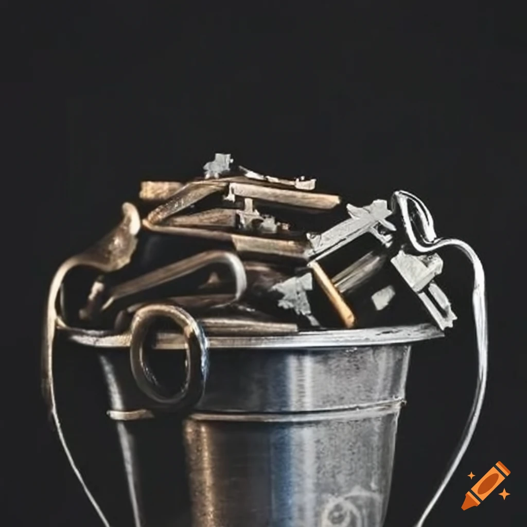 Bucket full of cut keys on Craiyon