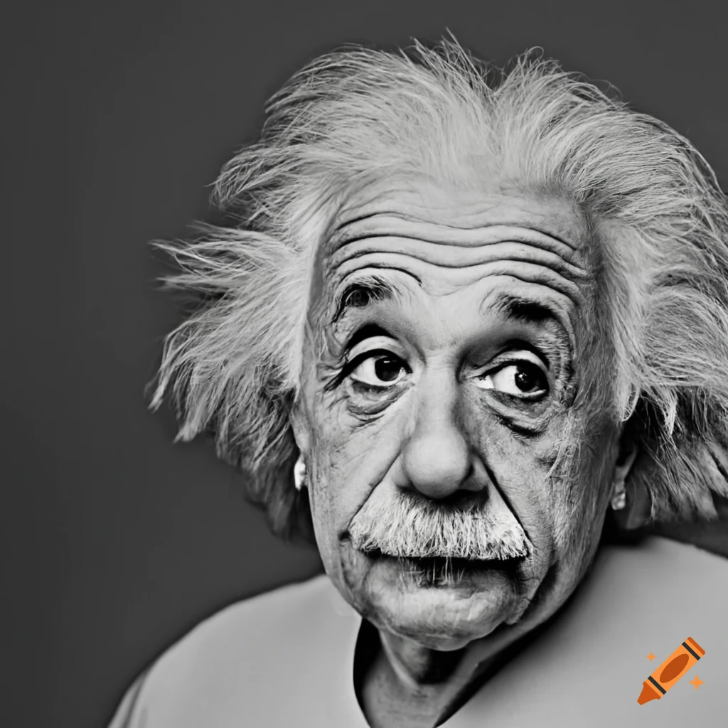 Einstein contemplating with a black and white eye in the sky on Craiyon