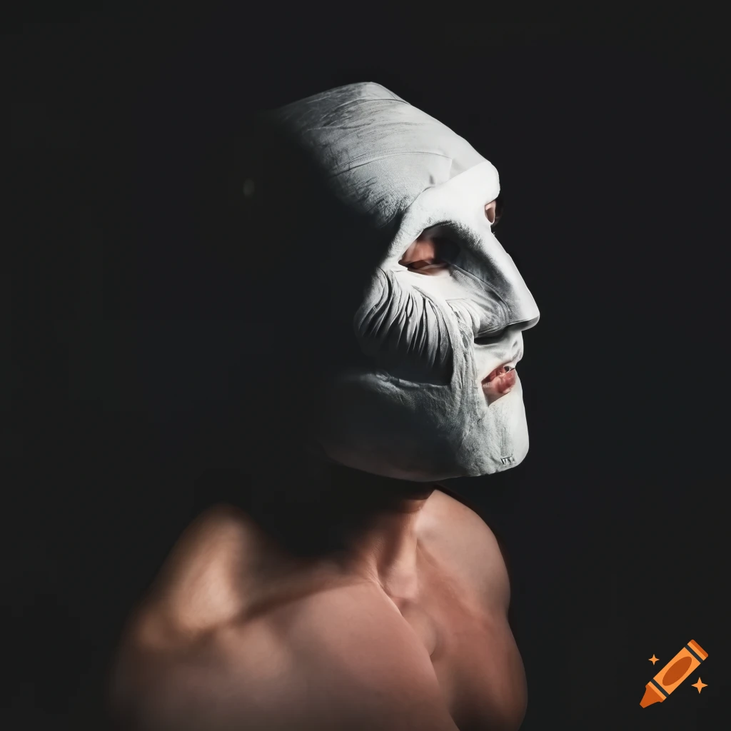 Masked man with torch and muscular physique on Craiyon