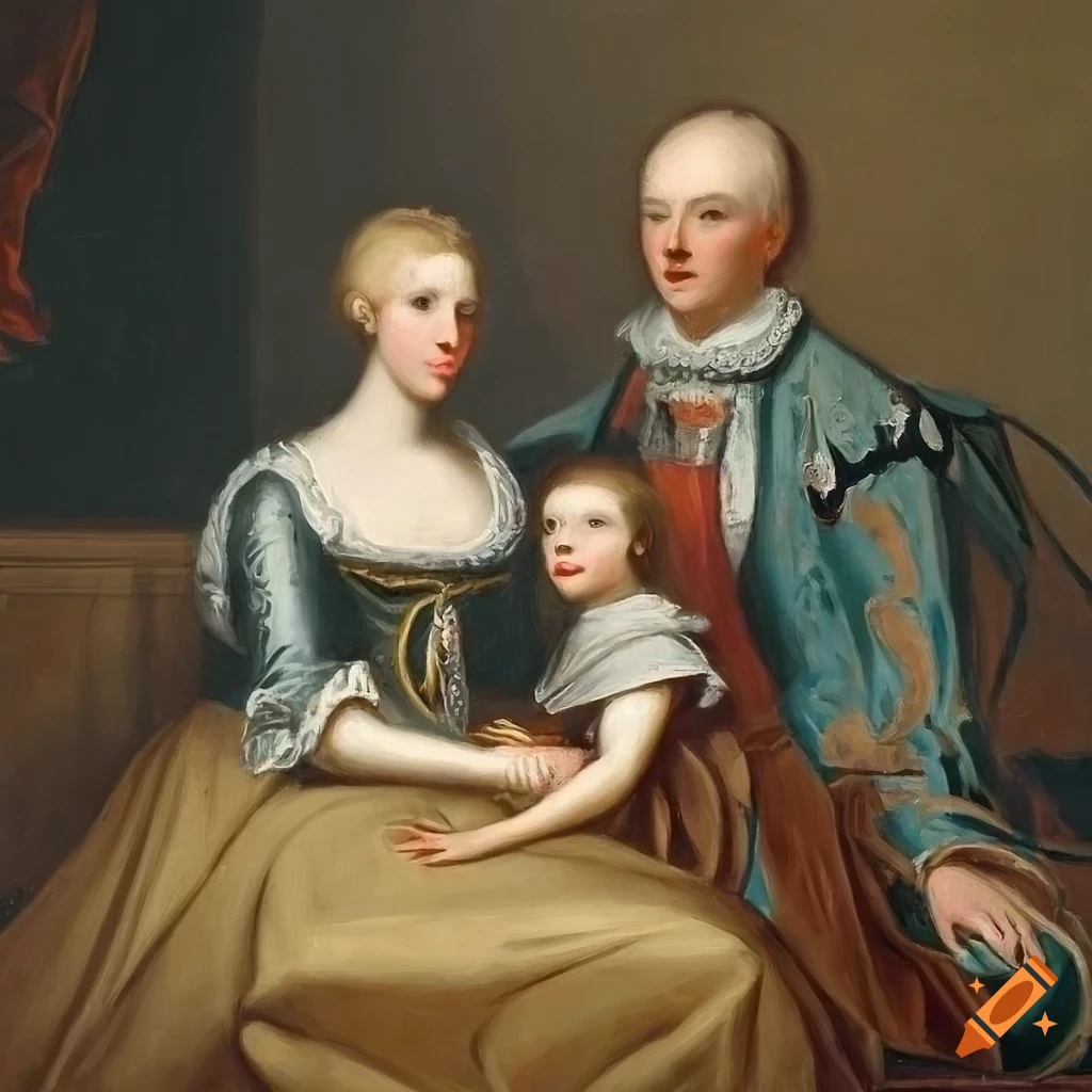 Painting of a family in a noble mansion on Craiyon