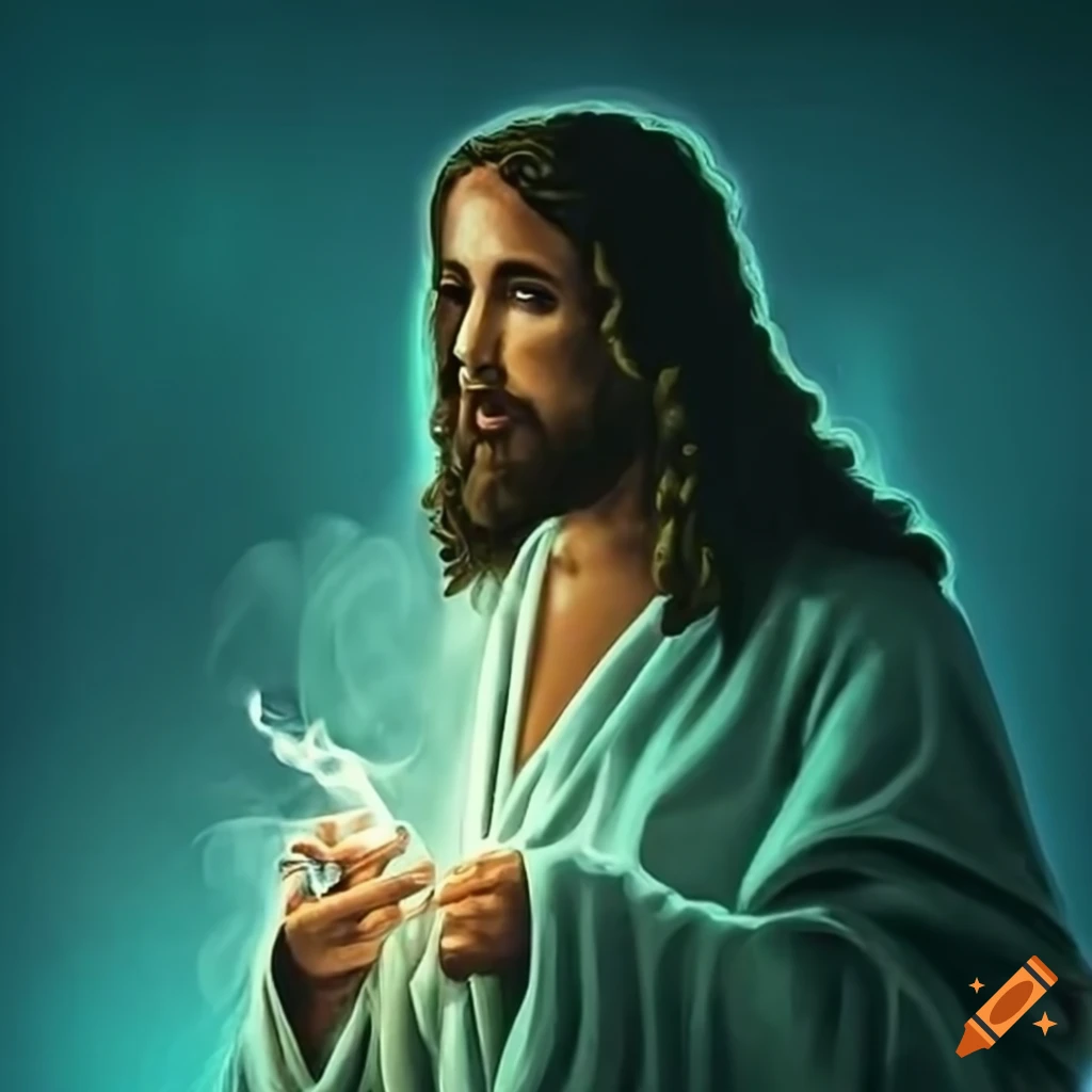 Jesus smoking cannabis on Craiyon