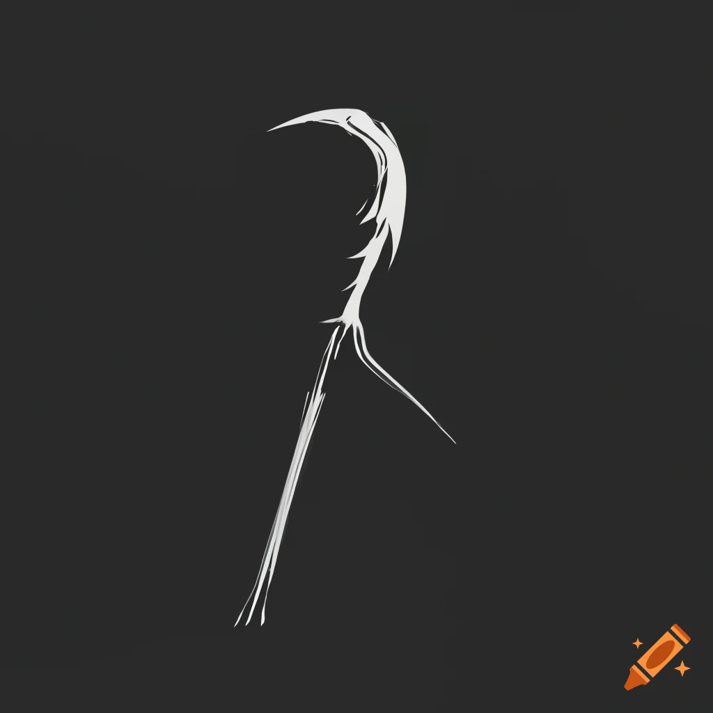 Minimalist black scythe isolated on white background on Craiyon
