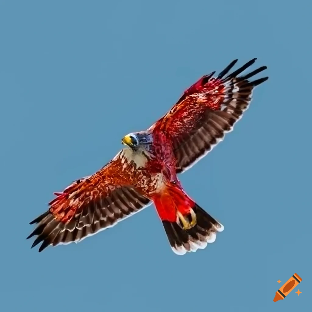 Cybernetic hawk in red on white background on Craiyon