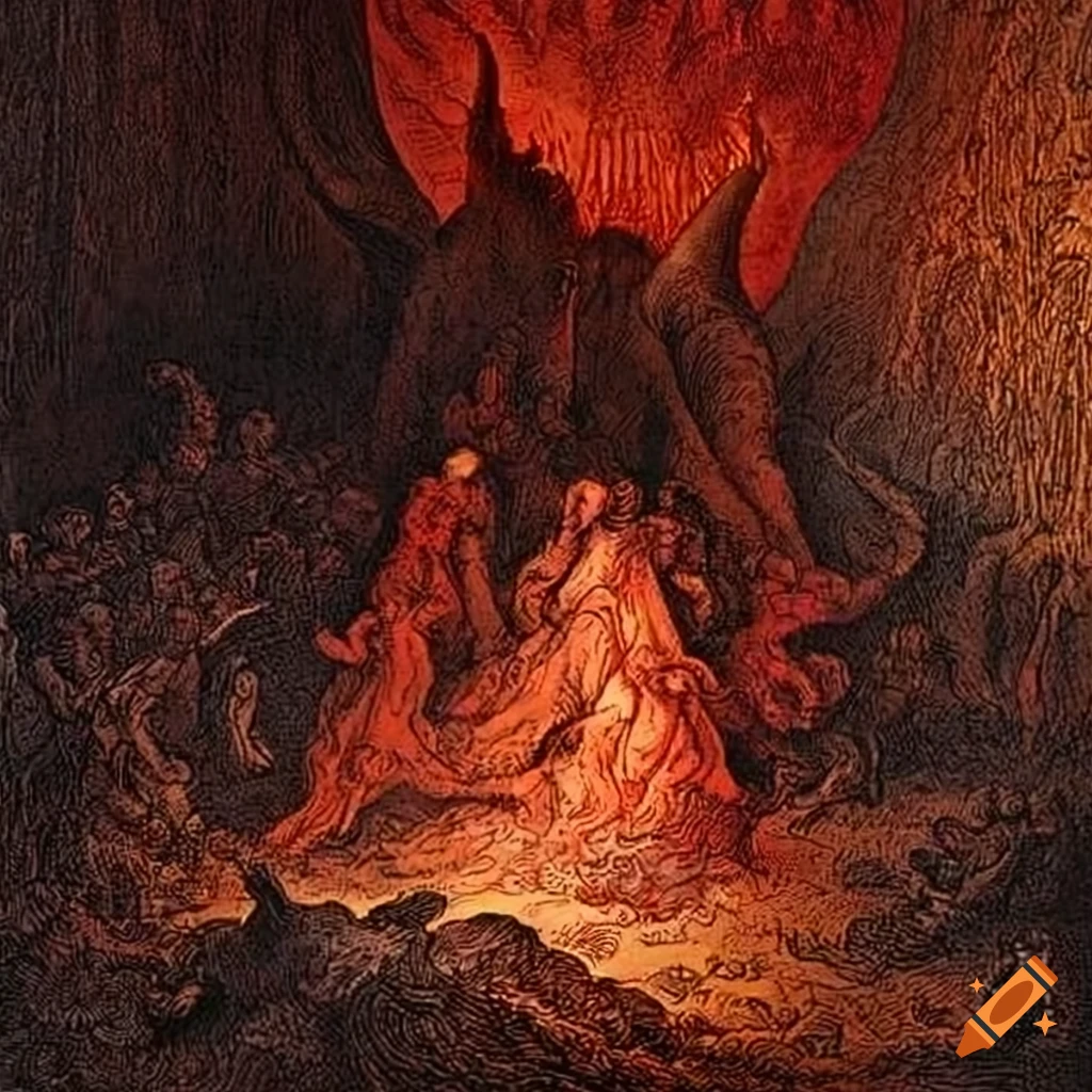 Hell split open in the style of gustave doré on Craiyon