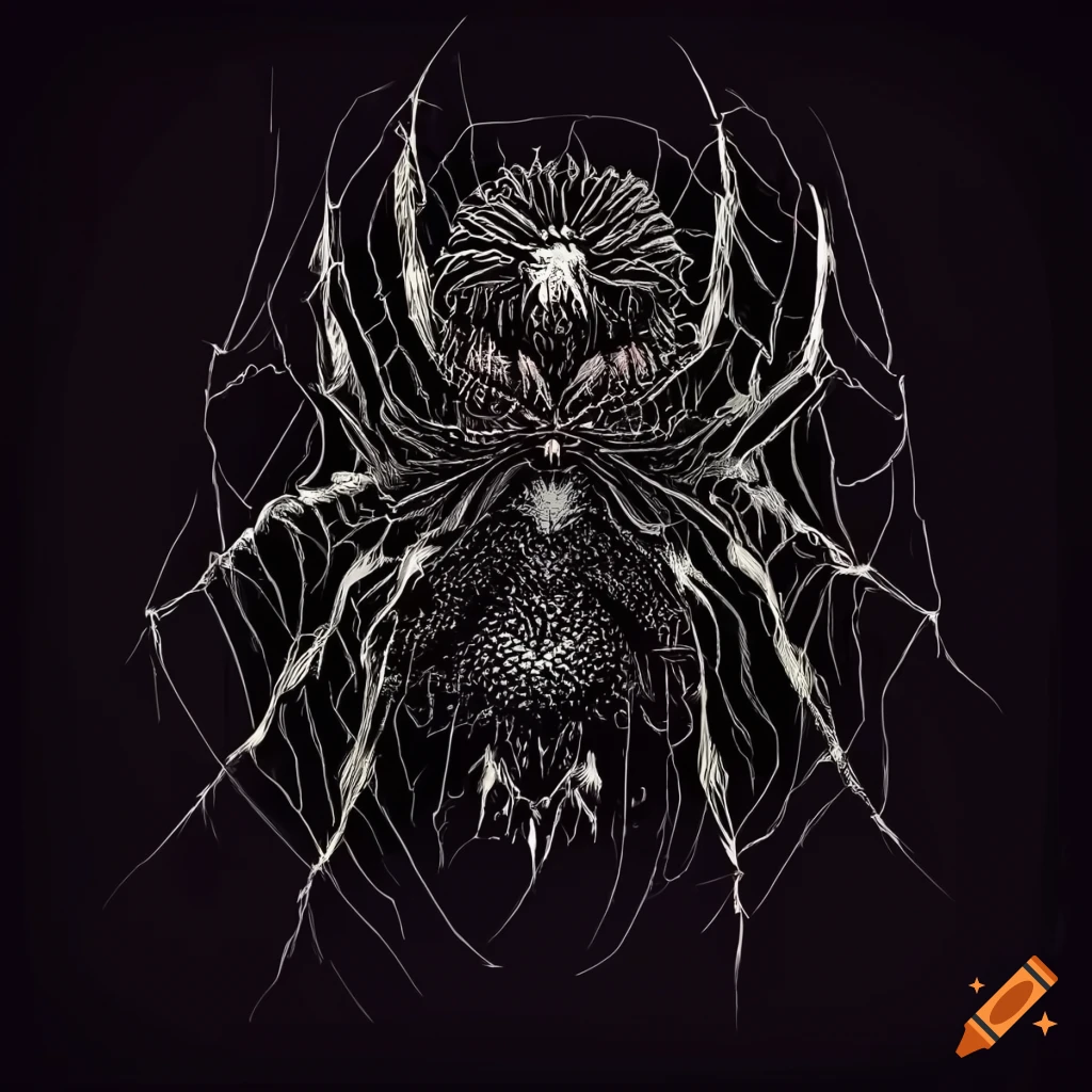 Gothic spider illustration in black vector art on Craiyon