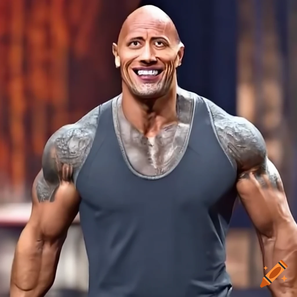 Dwayne johnson looking scared on Craiyon