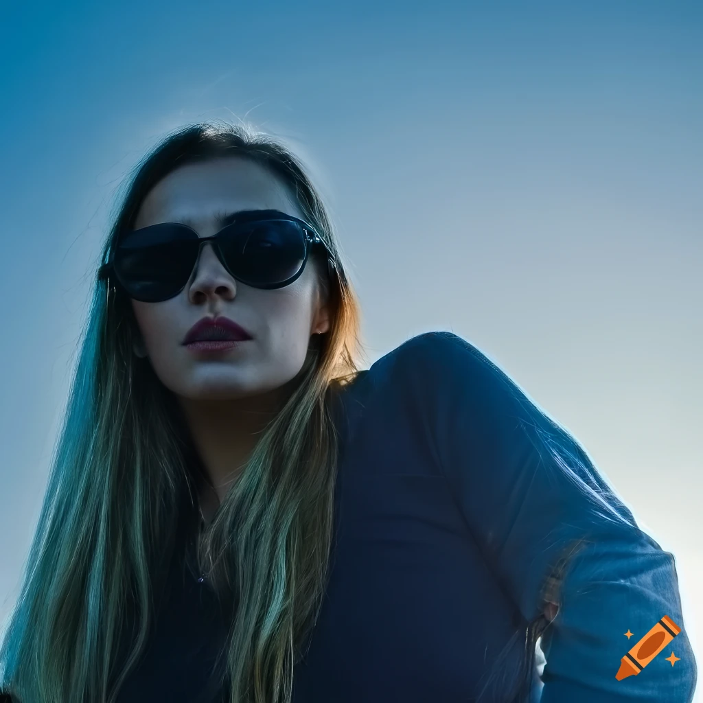 Blonde Swedish Woman In Large Black Sunglasses With Detailed Features