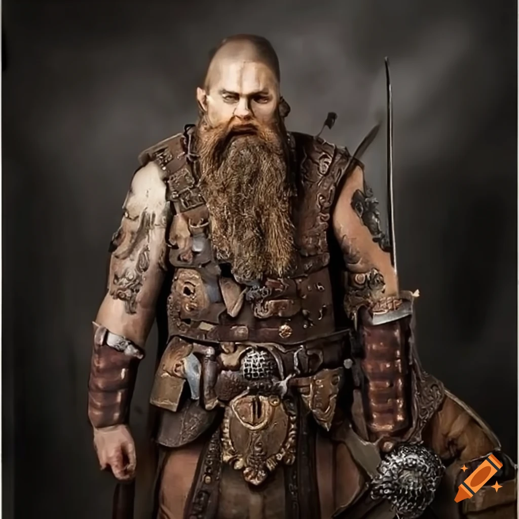 Warrior with beard and battleaxe ready for battle on Craiyon