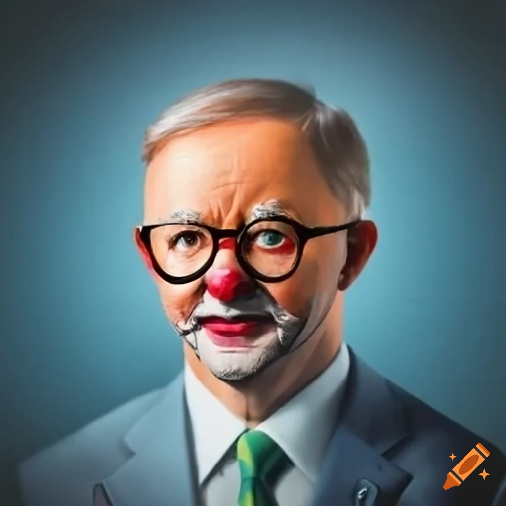 Anthony albanese portrayed as a clown on Craiyon