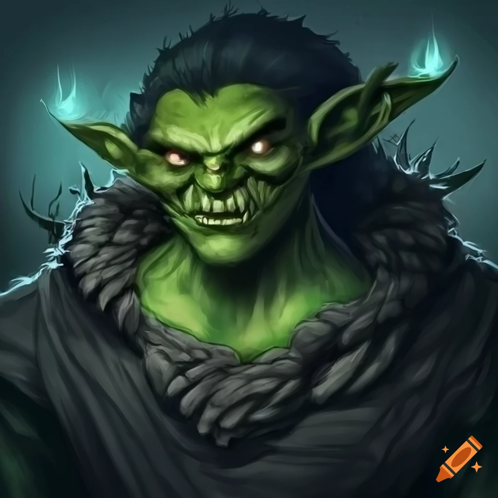 Strong goblin in a forest at night on Craiyon