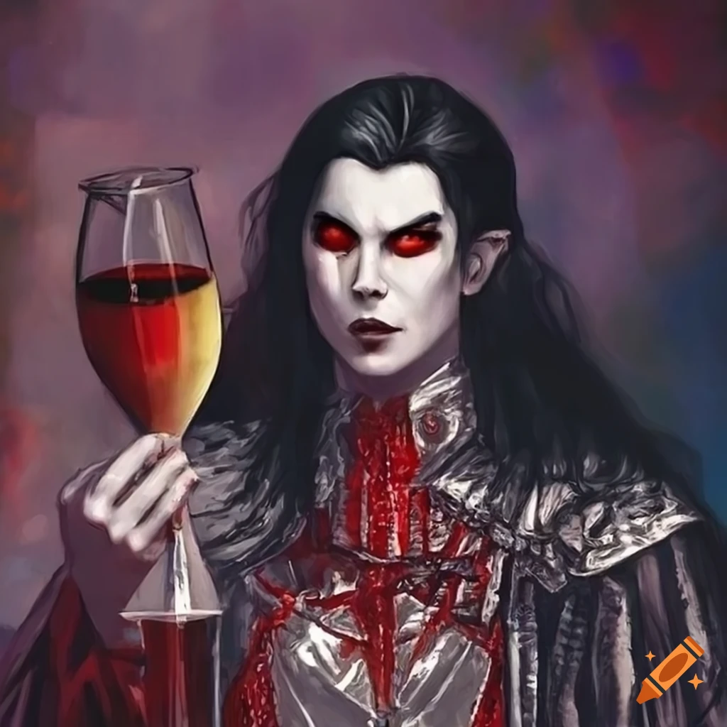 Young handsome vampire in silver robes sitting on a throne on Craiyon