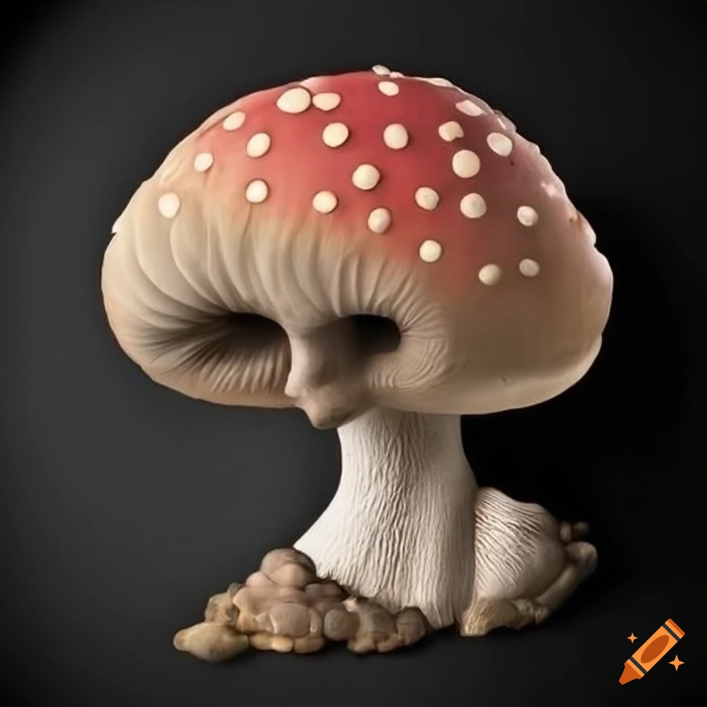 Surreal mushroom head sculpture on Craiyon