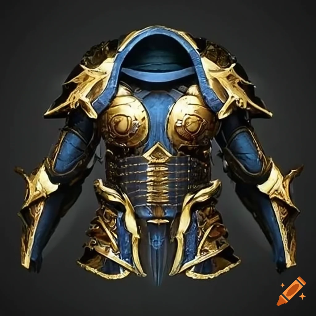 Front view of adorned magic body armor on Craiyon