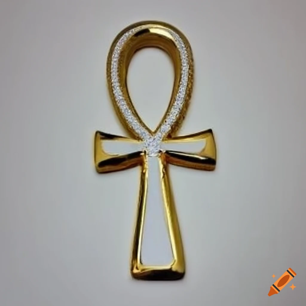 White and gold plated ankh isolated on a surface on Craiyon