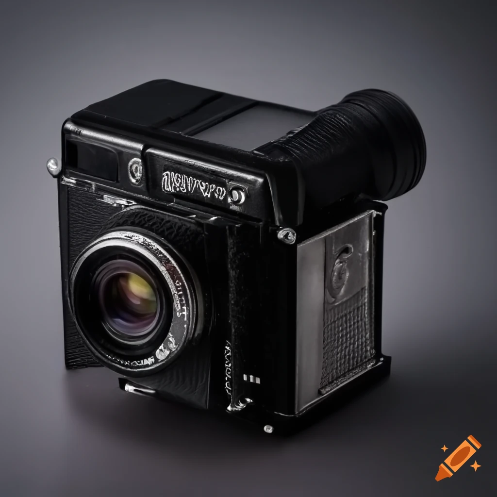 Old shiny steel camera on Craiyon