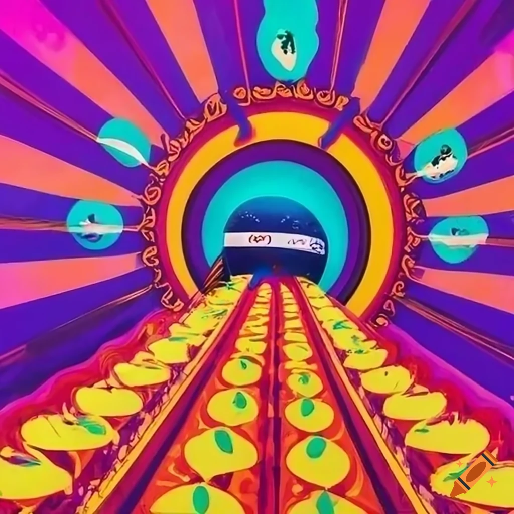 Artistic 1970s-inspired album cover with vibrant trippy patterns on Craiyon