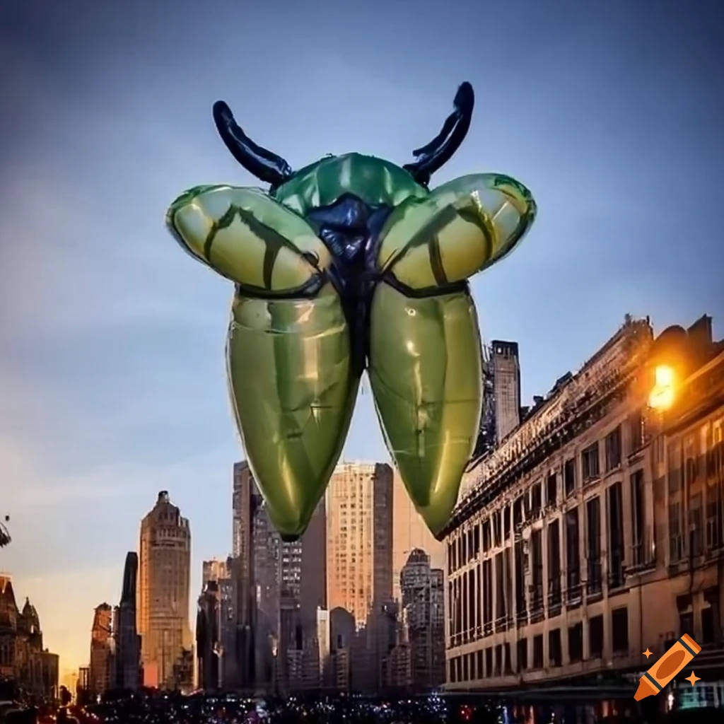 View of Central Park South with Macy's Parade and helium cicada balloon ...