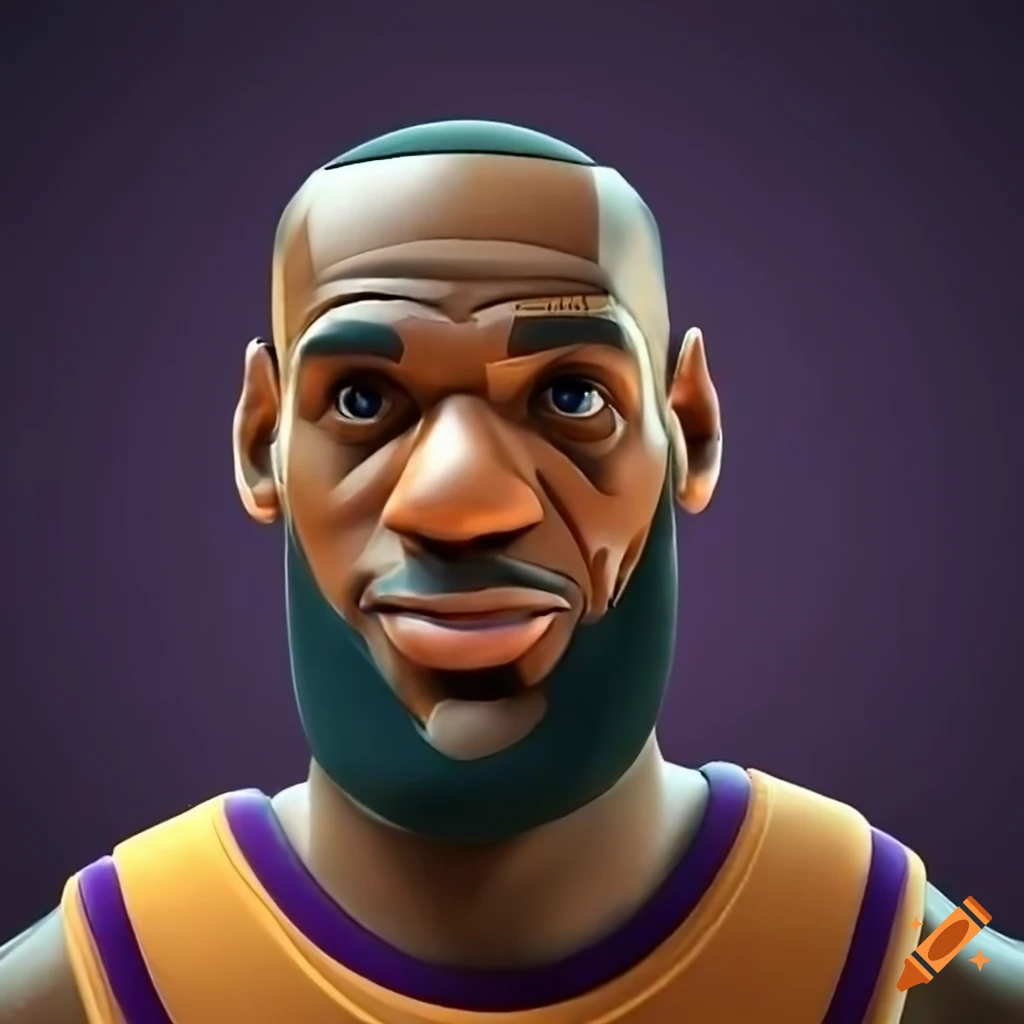 Stylized 3D headshot of LeBron James on Craiyon