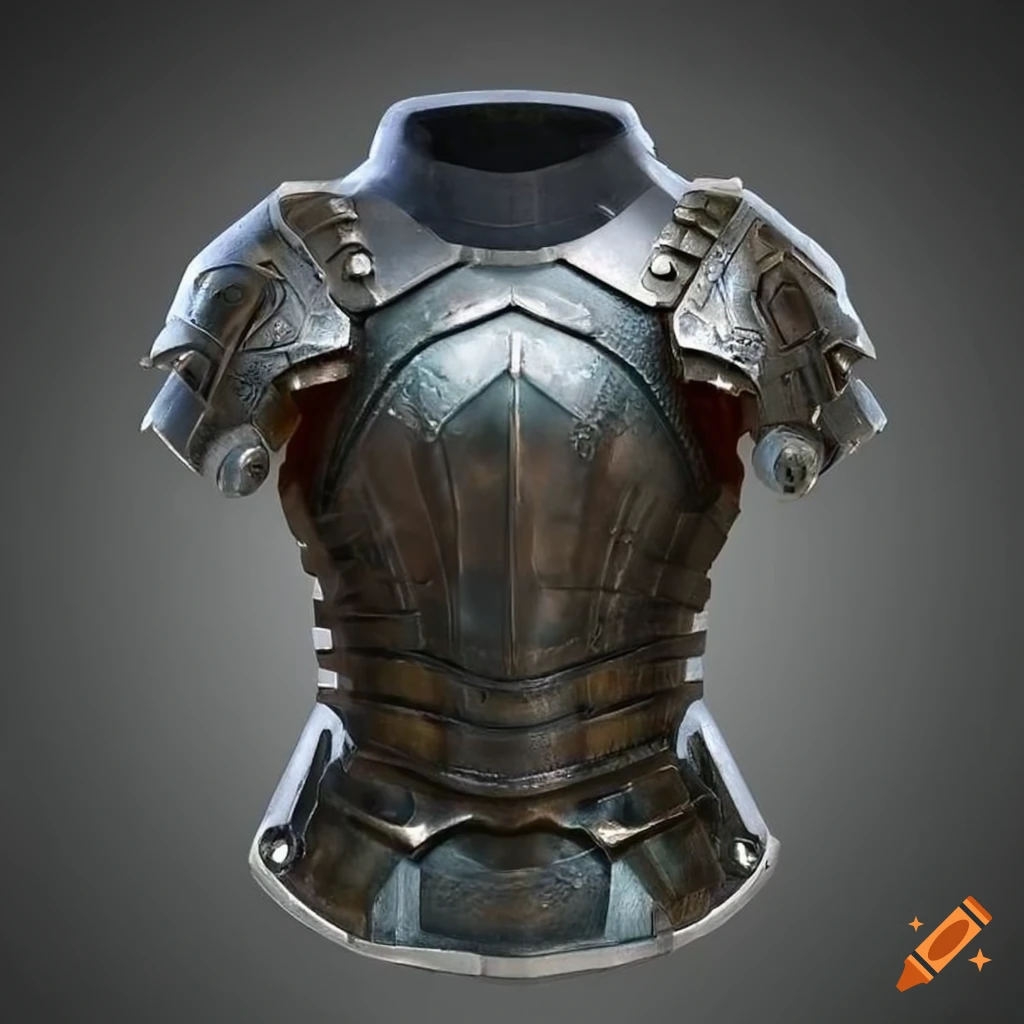 Front view of detailed magic body armor plate on Craiyon