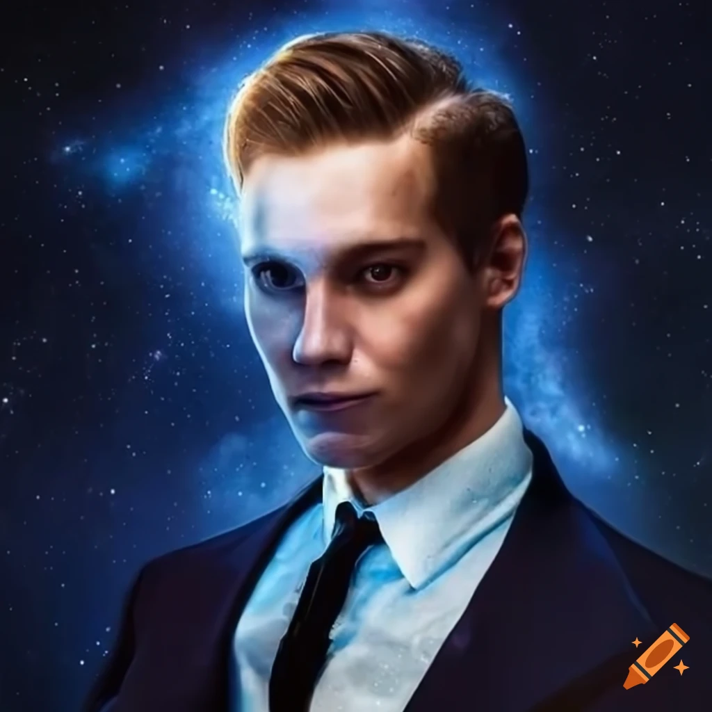 Elegant man looking up at the starry night sky on Craiyon