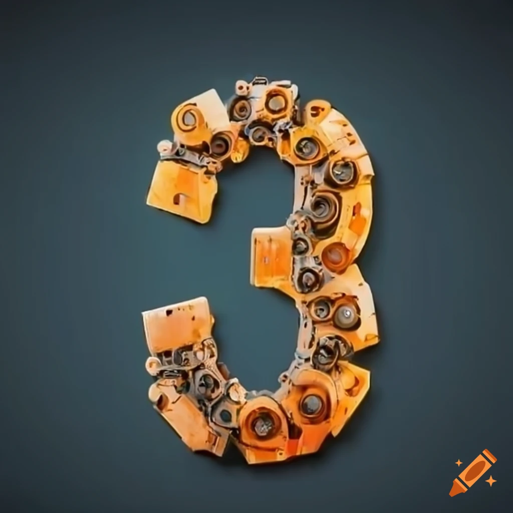 Number 9 made of robot parts on Craiyon