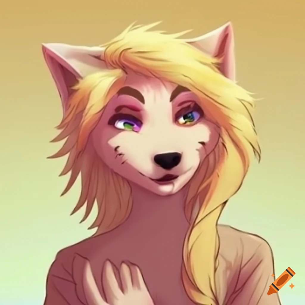 Blonde anthro dog character on Craiyon