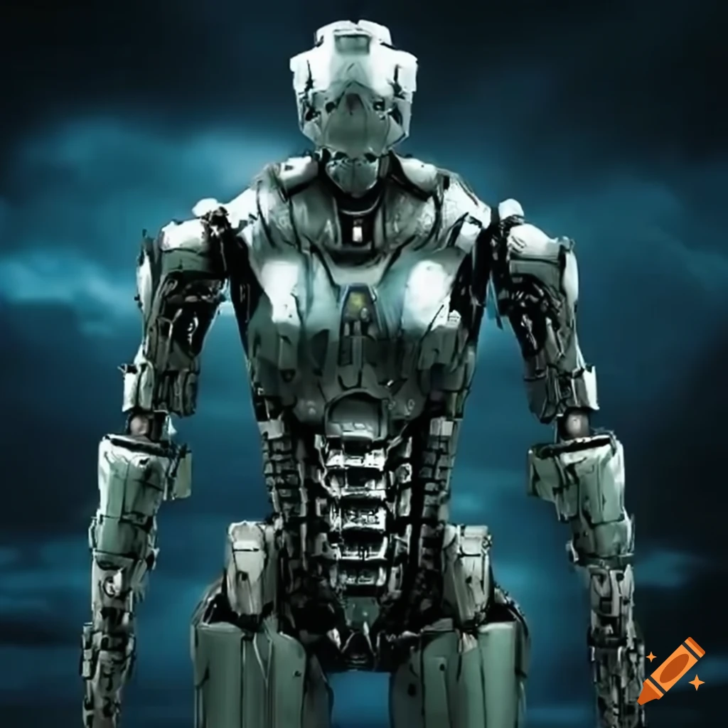 Human in large robot armor on Craiyon