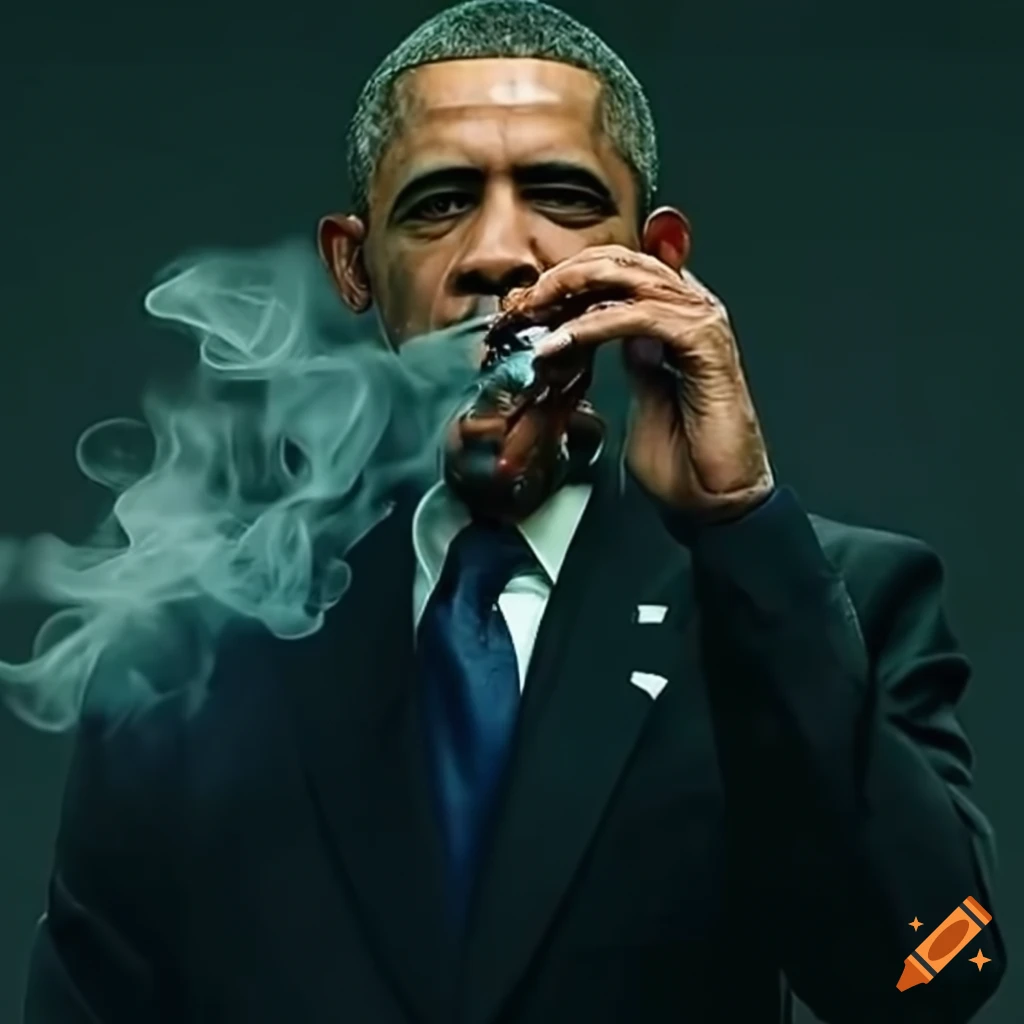 Obama smoking a rolled item on Craiyon