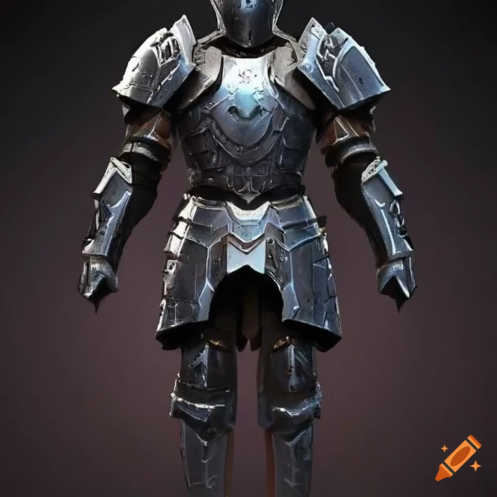 Close-up front view of intricately detailed magic body armor on Craiyon