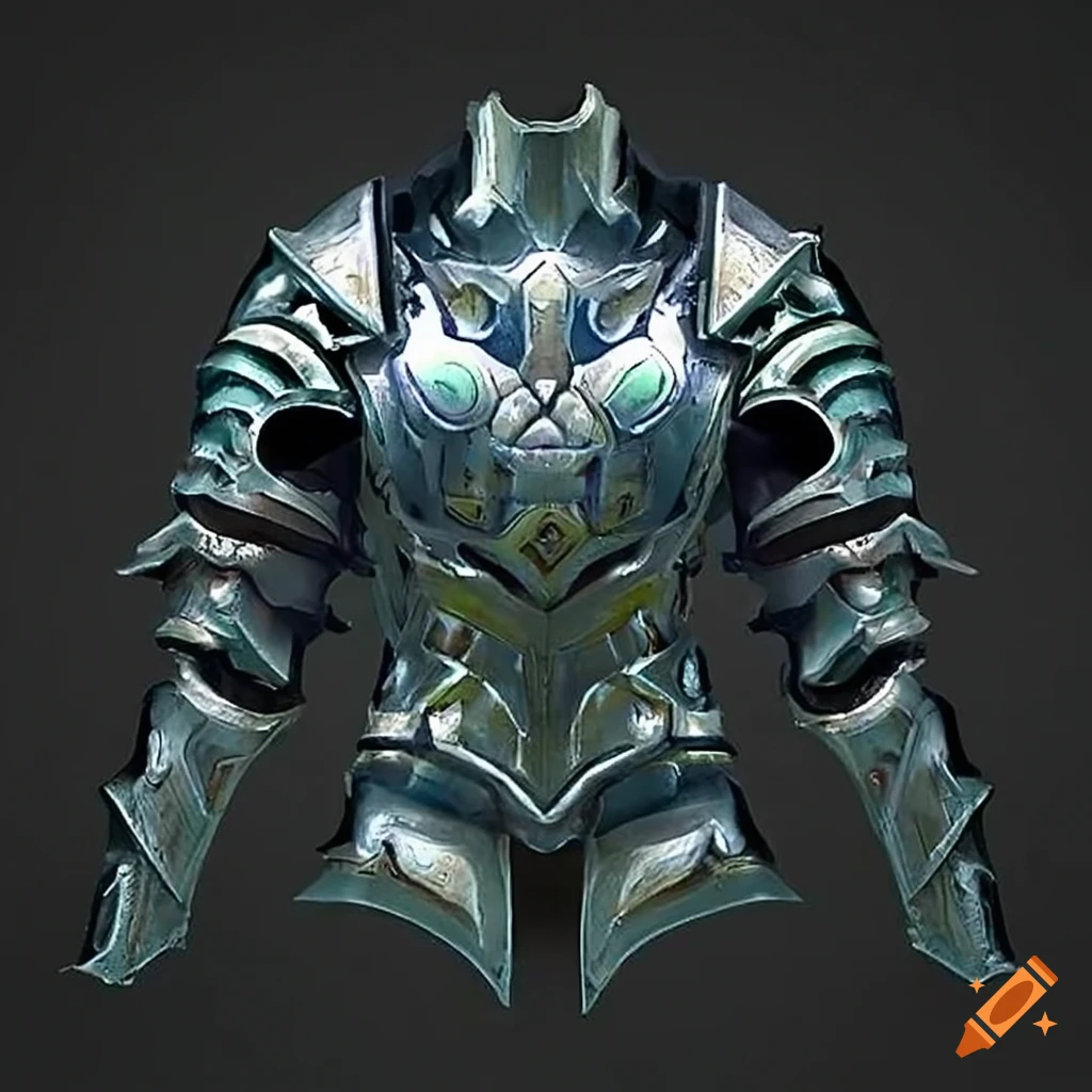 Adorned magic body armor front view on Craiyon