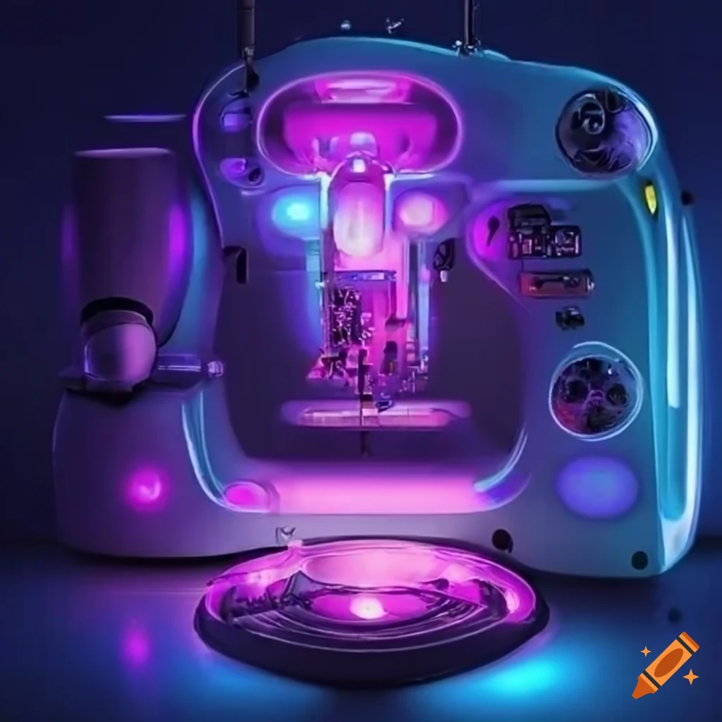 Futuristic sewing machine in a high-tech environment on Craiyon