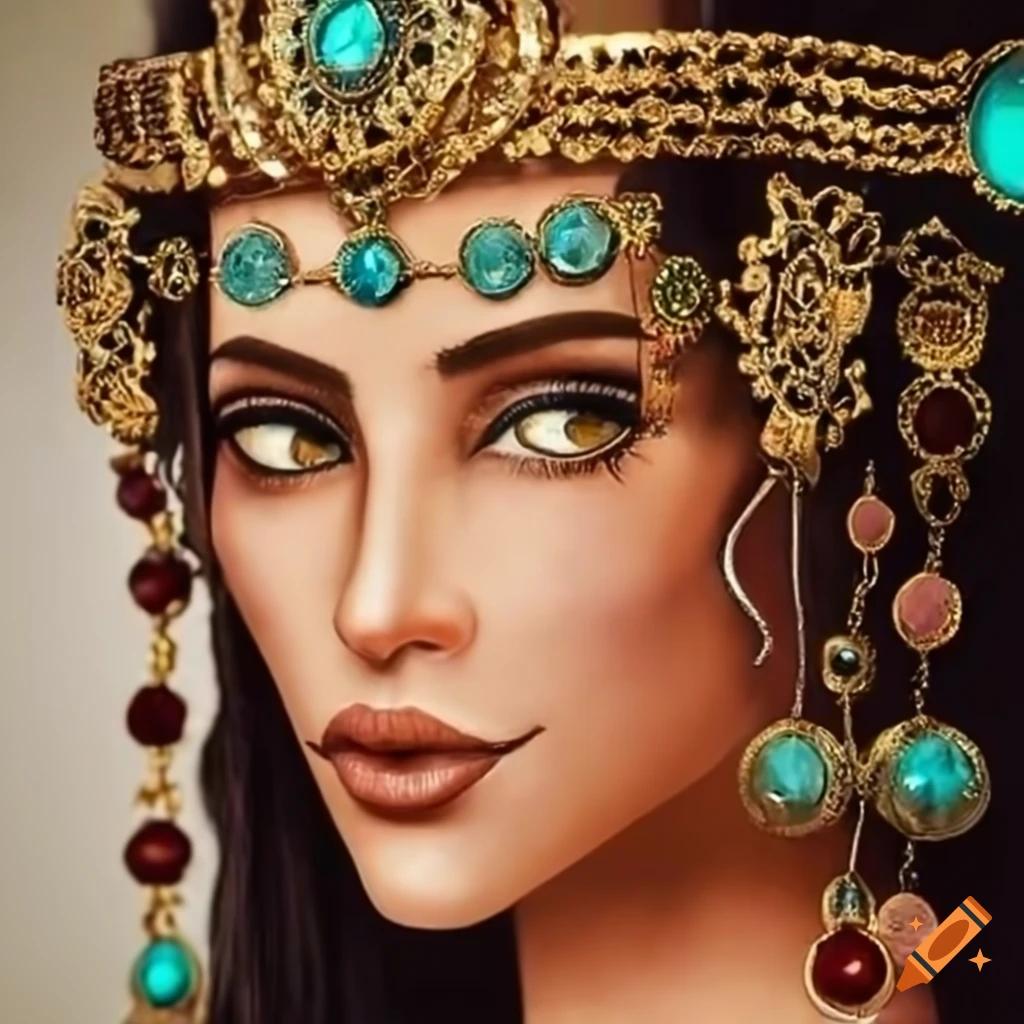 Arab princess in ancient roman-inspired necklace on Craiyon