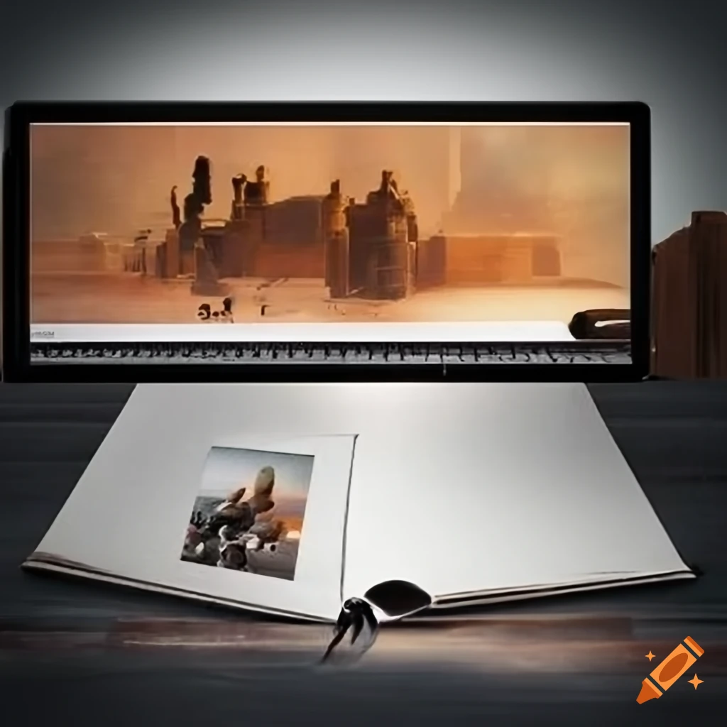 Horizontal banner for game stories featuring a book and a computer with ...