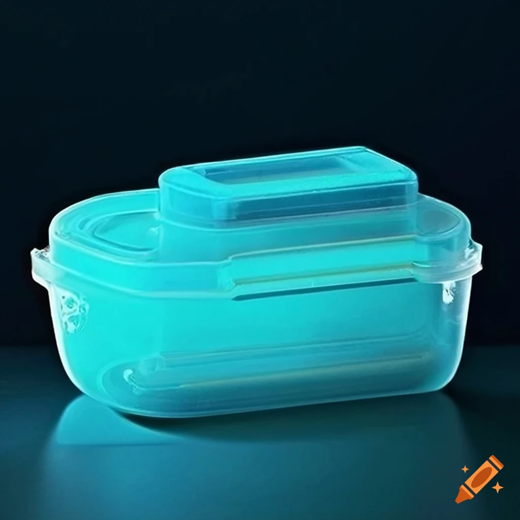 Bento box with a liquid container and screw-off cap with grommet on Craiyon