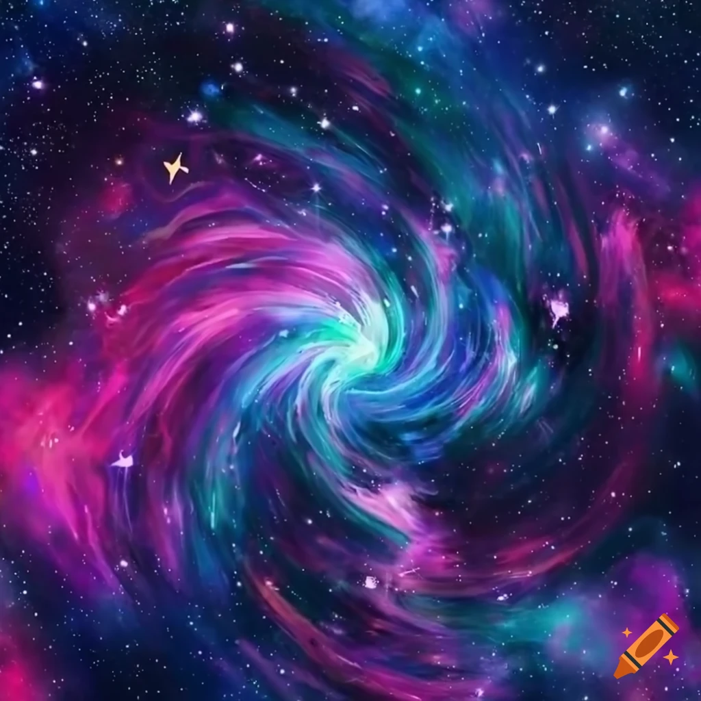 Cartoon galaxy with swirling nebulae and stars on Craiyon