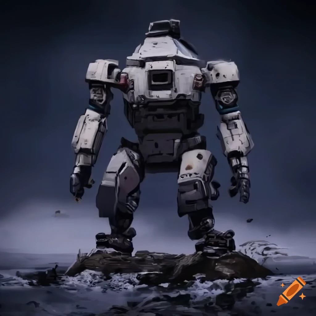 Snowy beach mech on Craiyon