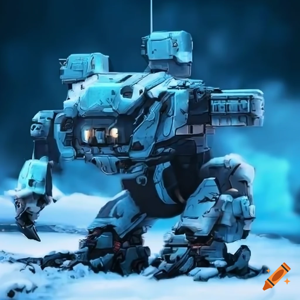 Snowy beach mech on Craiyon