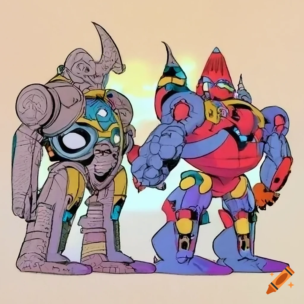 Exosquad art inspired by alan aldridge and osamu tezuka on Craiyon