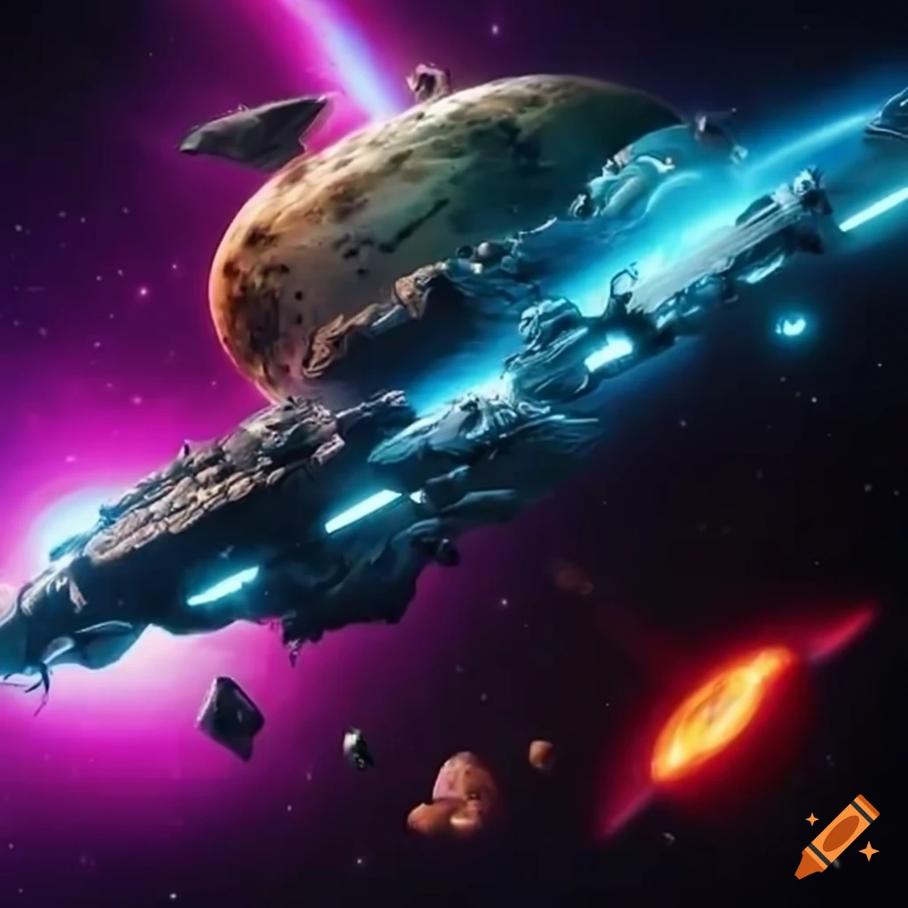 Epic space battle scene on Craiyon