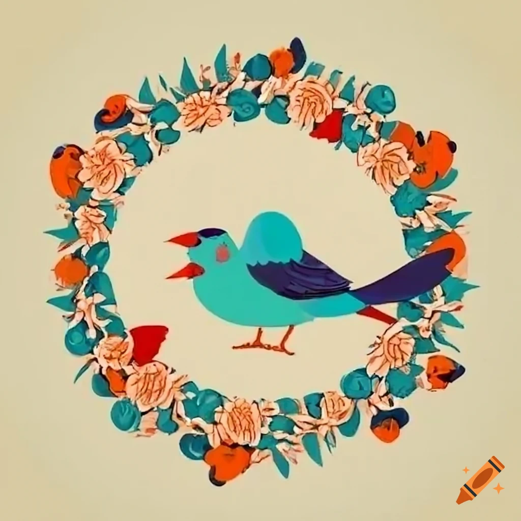 Pattern of birds arranged in a circular formation on Craiyon